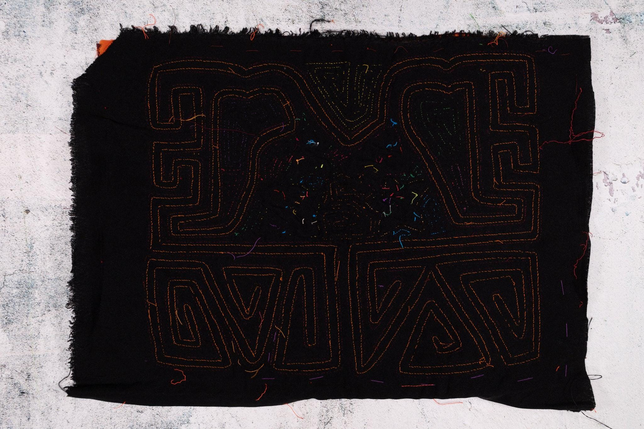 Maroon Starlight Star Mola, Handmade Art, Tribal Folklore Piece ...