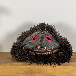 Red Eye Baboon Monkey Mask, Embera Tribal Wall Art, Handwoven Natural ...