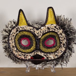 Yellow Night Owl Mask Tribal Mask, Animal Mask Wall Decor, Wall Hanging ...