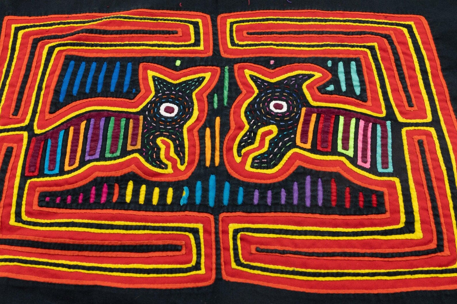 Hand Stitched Puppy Dog Panama Mola Textile - Etsy