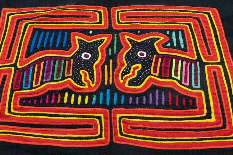 Hand Stitched Puppy Dog Panama Mola Textile - Etsy