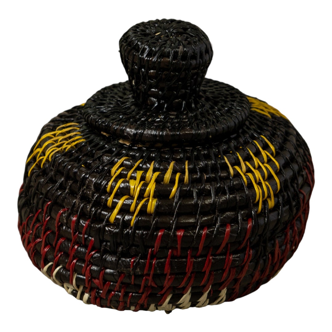 Dark Brown Yellow and White Rainforest Basket With Top - Etsy