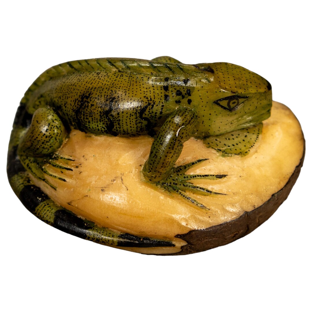 Green Iguana Lizard Hand Carved Tagua Nut Carving Wounaan Panama ...