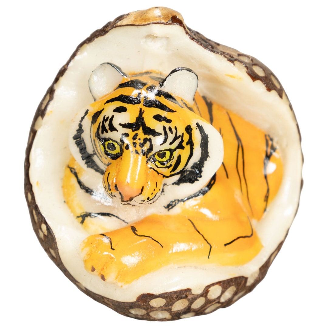 Bengal Tiger Cat Tagua Nut Carving Hand-carved Tagua Nut Animal ...