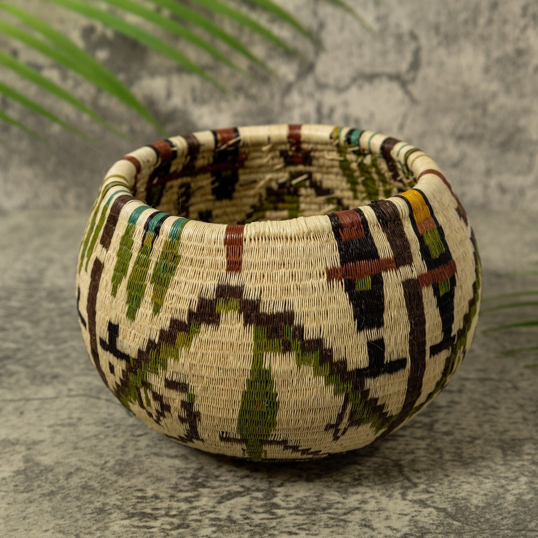Headless Abstract Bird Jungle Rainforest Basket – Handmade Tribal Wall ...