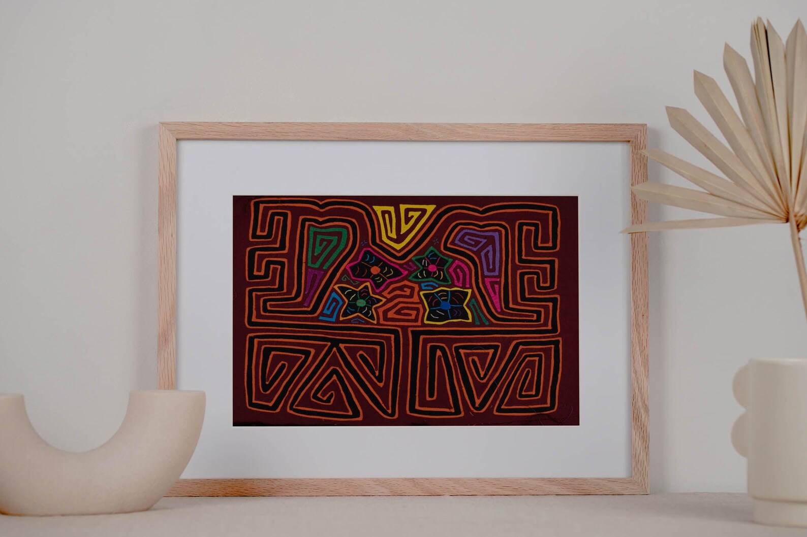 Maroon Starlight Star Mola, Handmade Art, Tribal Folklore Piece ...