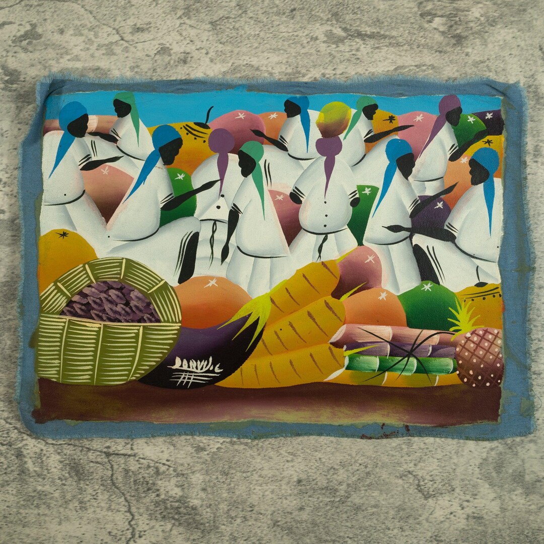 Haitian Painting Market Day Celebration – Colorful Afro-caribbean Folk ...