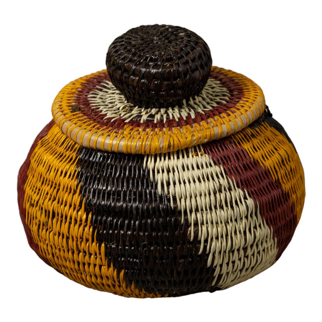 Red Black Gold and White Rainforest Basket With Top - Etsy