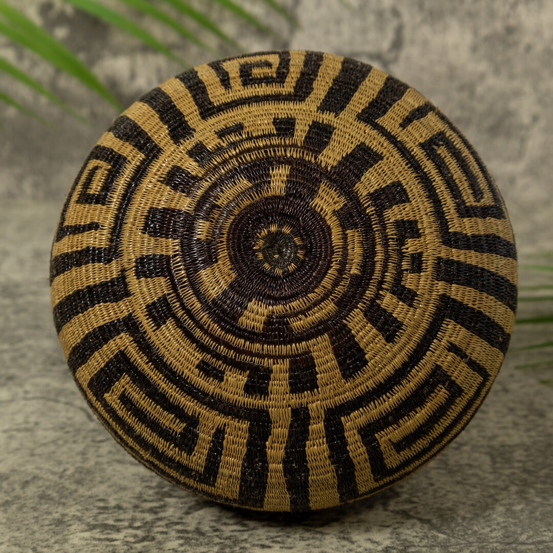 Black and Brown Greek Key Rainforest Basket - Etsy