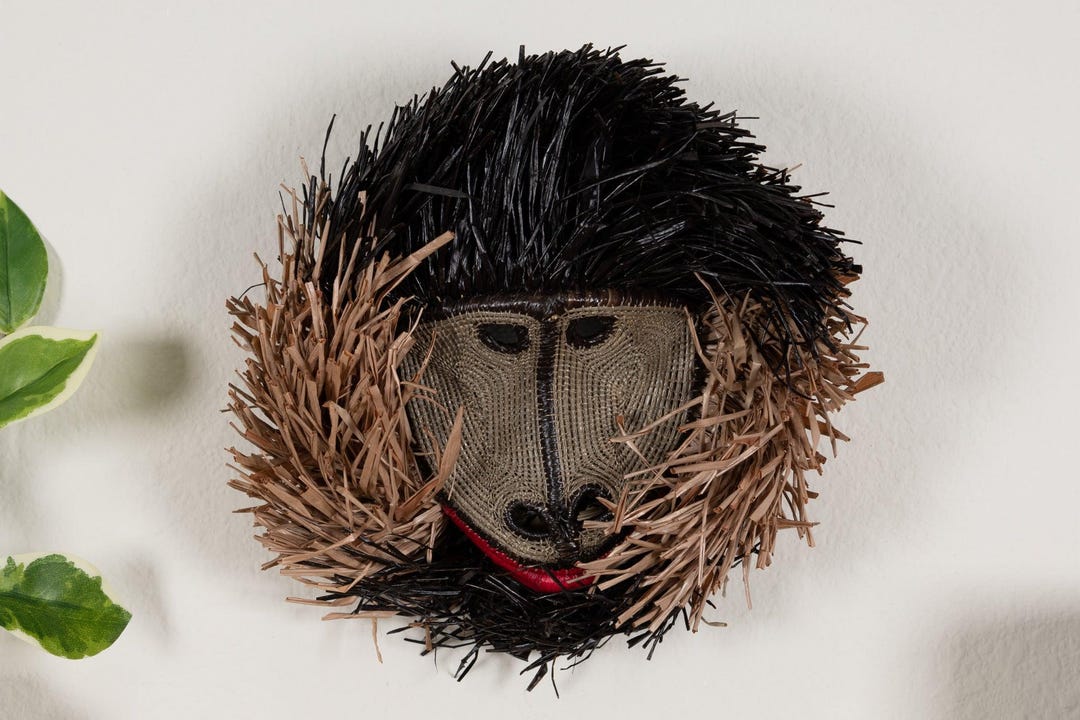 Two-tone Brown Hot Lip Monkey Mask Tribal Mask, Animal Mask Wall Decor ...
