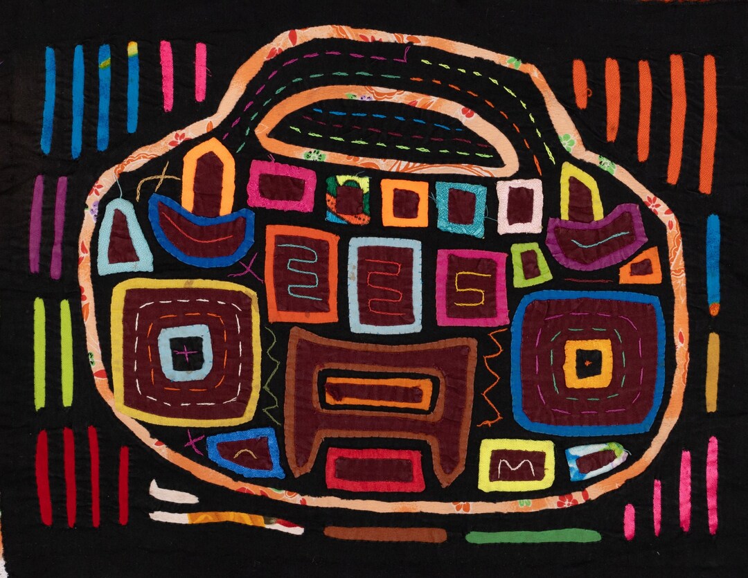 Purse of Many Colors Design Mola, Textile Wall Art, Small Mola Tribal ...