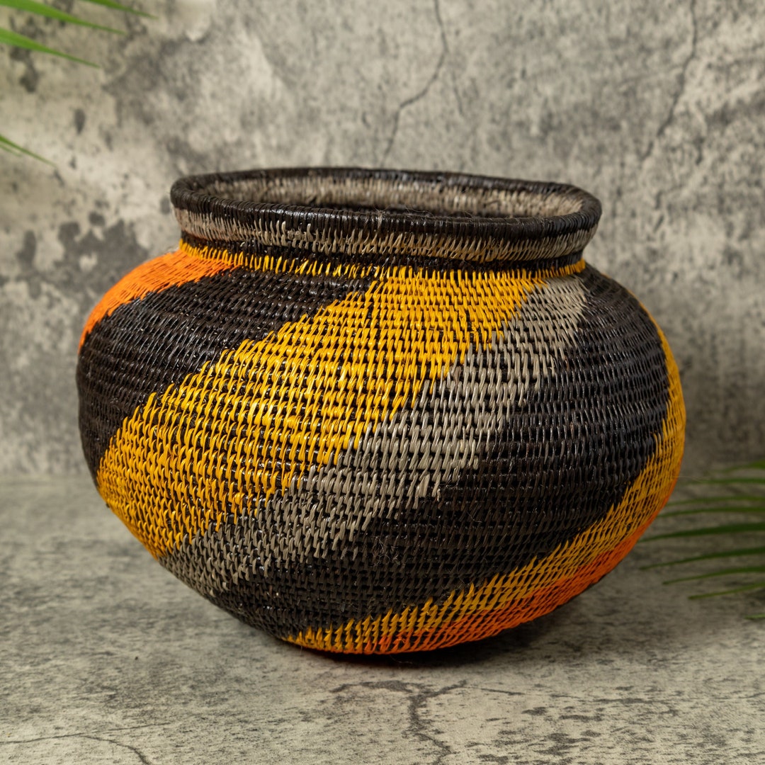 Black Orange and Gray Swirl Rainforest Basket - Etsy