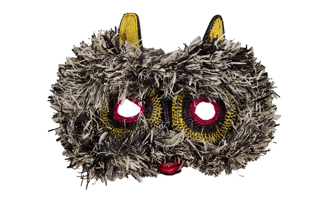 Yellow Night Owl Mask Tribal Mask, Animal Mask Wall Decor, Wall Hanging ...