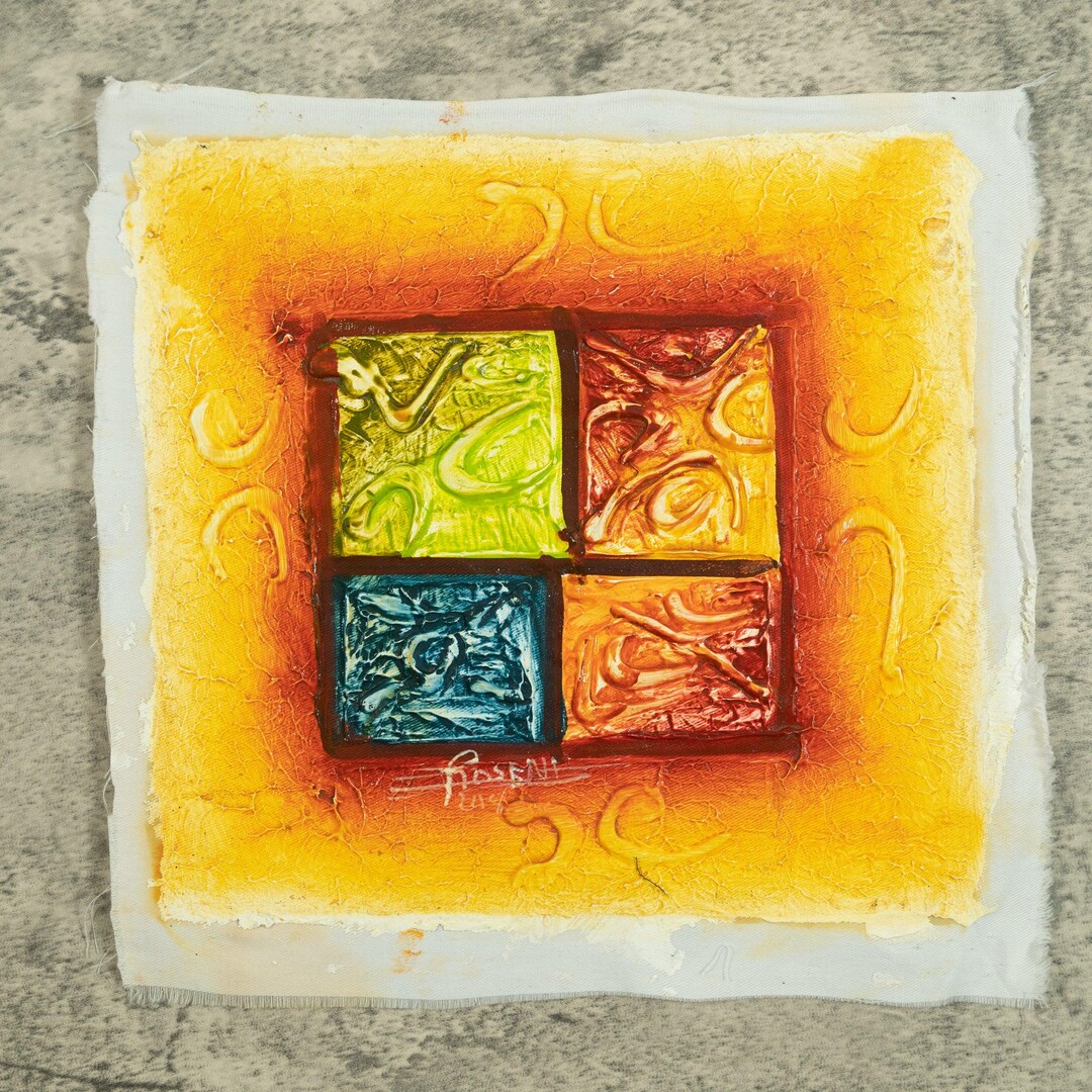 Haitian Painting Vibrant Quadrants, Textured Abstract Wall Art ...