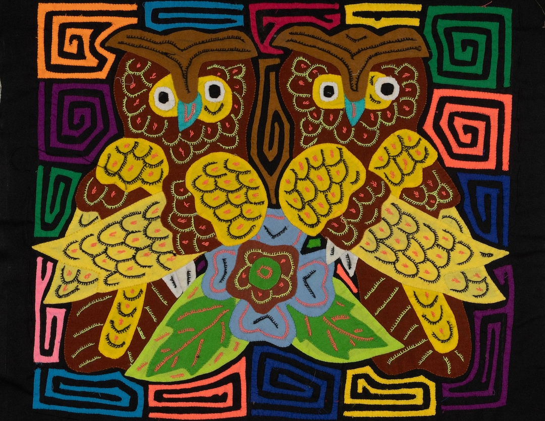 Panama Owls Surrounded by Jungle Flowers Mola - Etsy