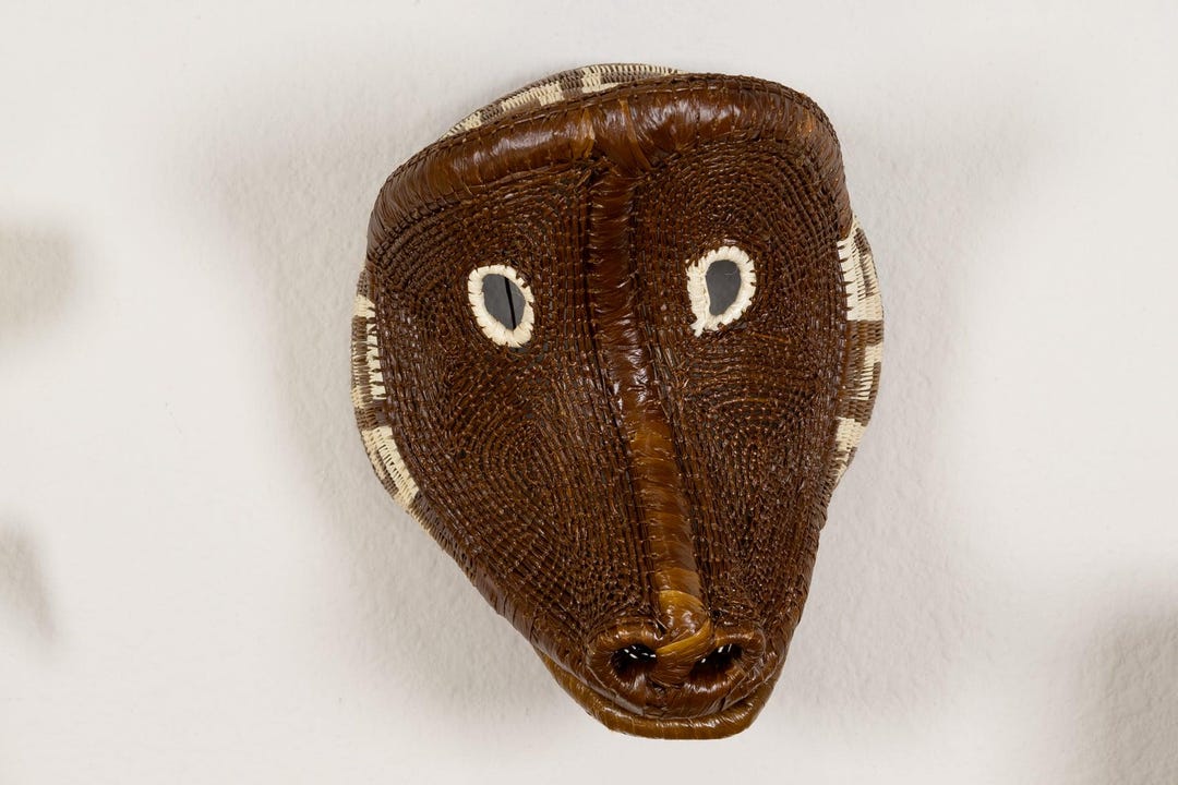 White Eye Brown Baboon Monkey Mask Tribal Mask, Animal Mask Wall Decor ...