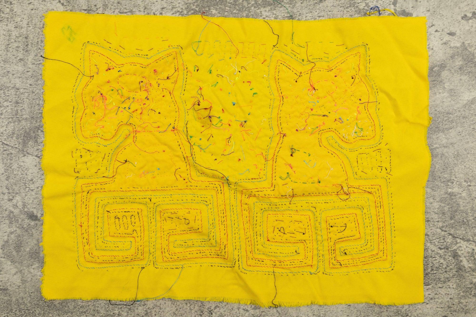 Puppy Dog Mola From Panama, Hand Sewn Kuna Textile Art Panel, Colorful ...
