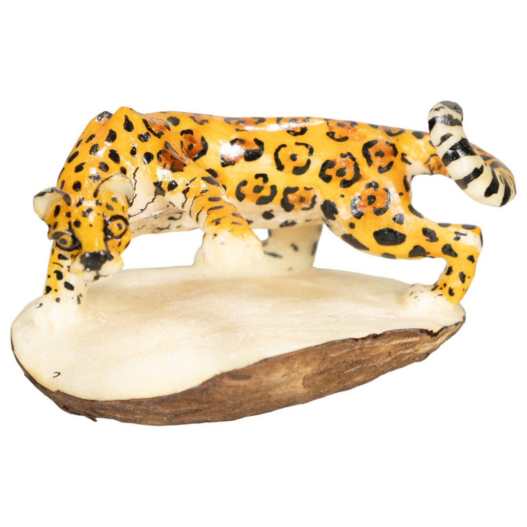 Jaguar Cat Tagua Nut Carving Hand-carved Tagua Nut Animal Sculpture ...