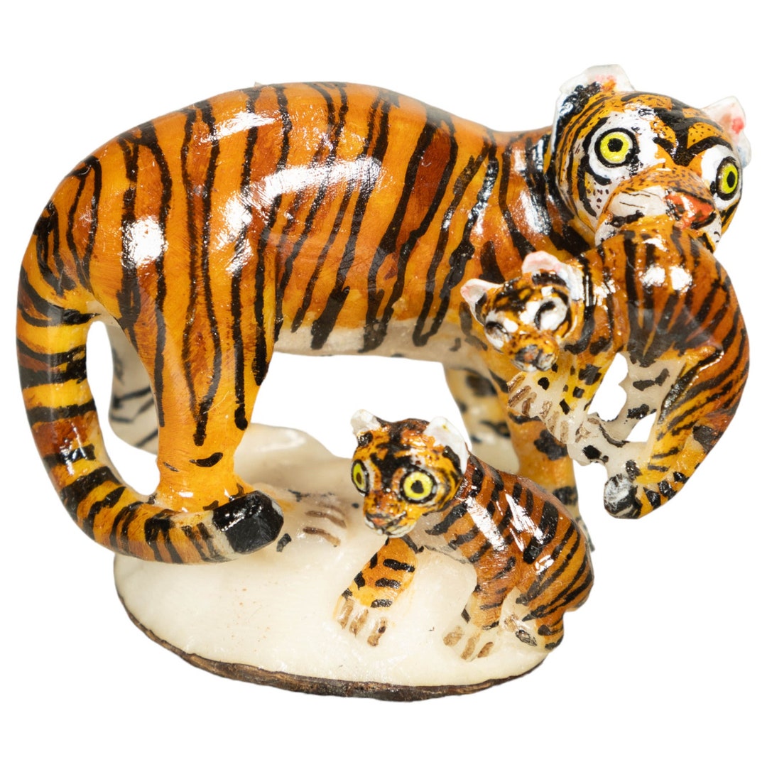 3 Bengal Tiger Cat Tagua Nut Carving Hand-carved Tagua Nut Animal ...
