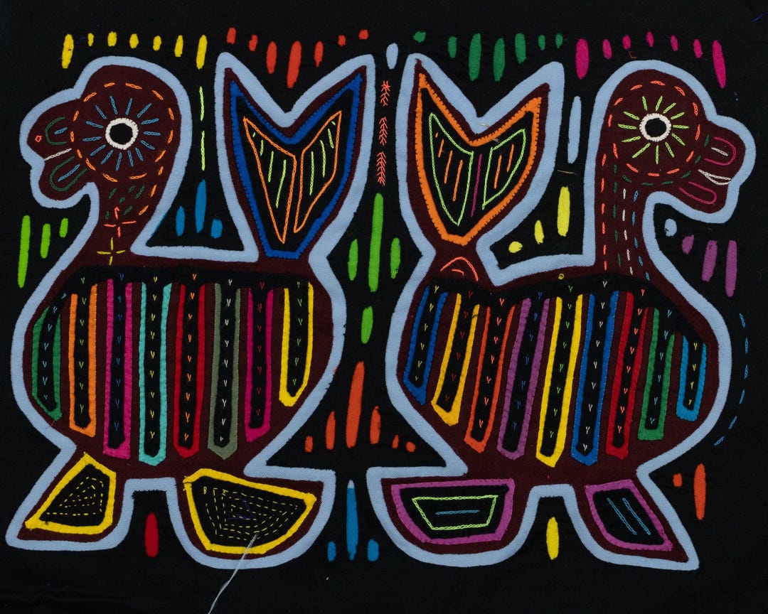 Handmade Blue Goose Panama Mola - Etsy