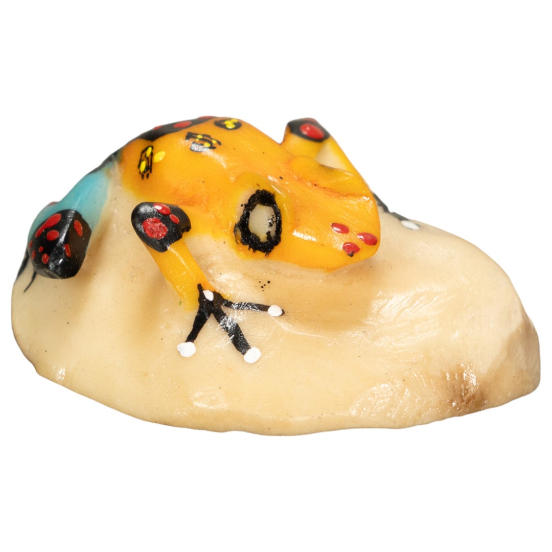 Poison Dart Frog Tagua Nut Sculpture, Rainforest Amphibian Figurine ...