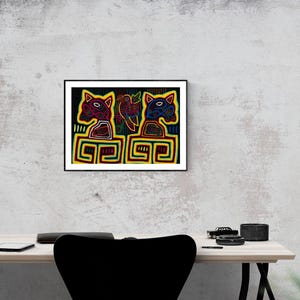 Puppy Dog Mola From Panama, Hand Sewn Kuna Textile Art Panel, Colorful ...