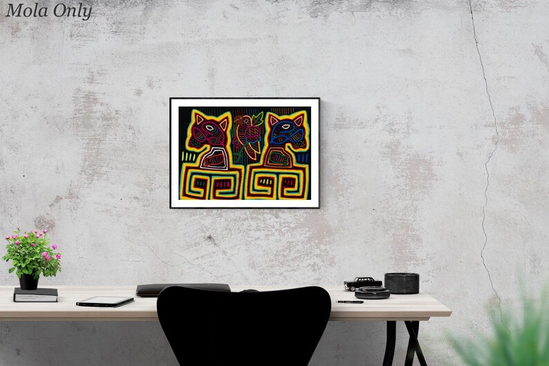 Puppy Dog Mola From Panama, Hand Sewn Kuna Textile Art Panel, Colorful ...