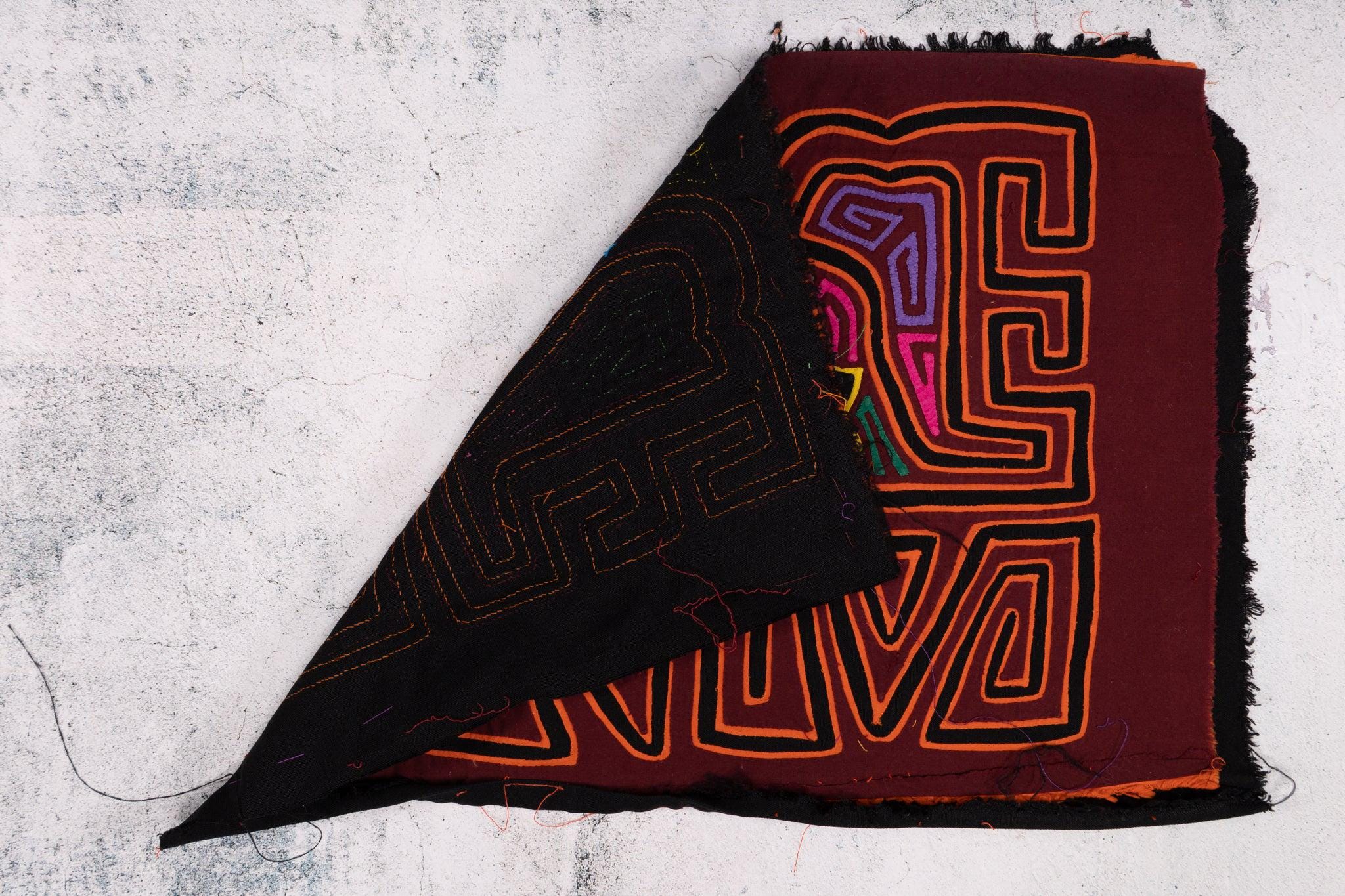 Maroon Starlight Star Mola, Handmade Art, Tribal Folklore Piece ...