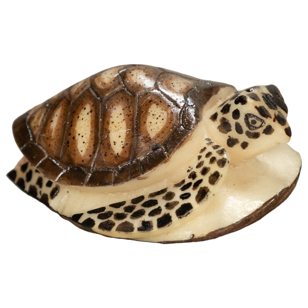 Sea Turtle Tagua Nut Carving Hand-carved Tagua Nut Animal Sculpture ...