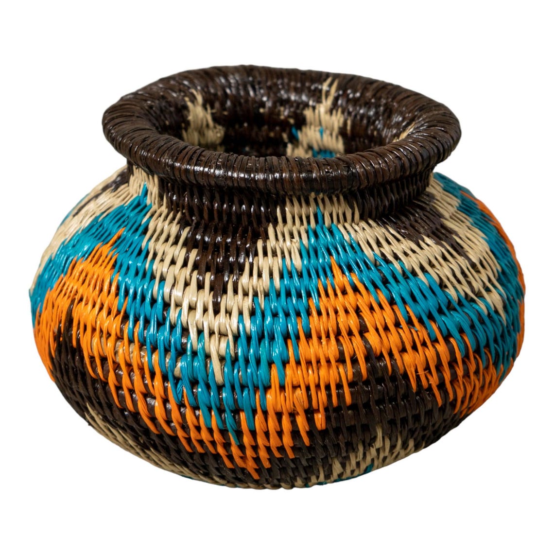 Panama Rainforest Basket, Aqua Ocean Waves, Handwoven Wounaan Embera ...