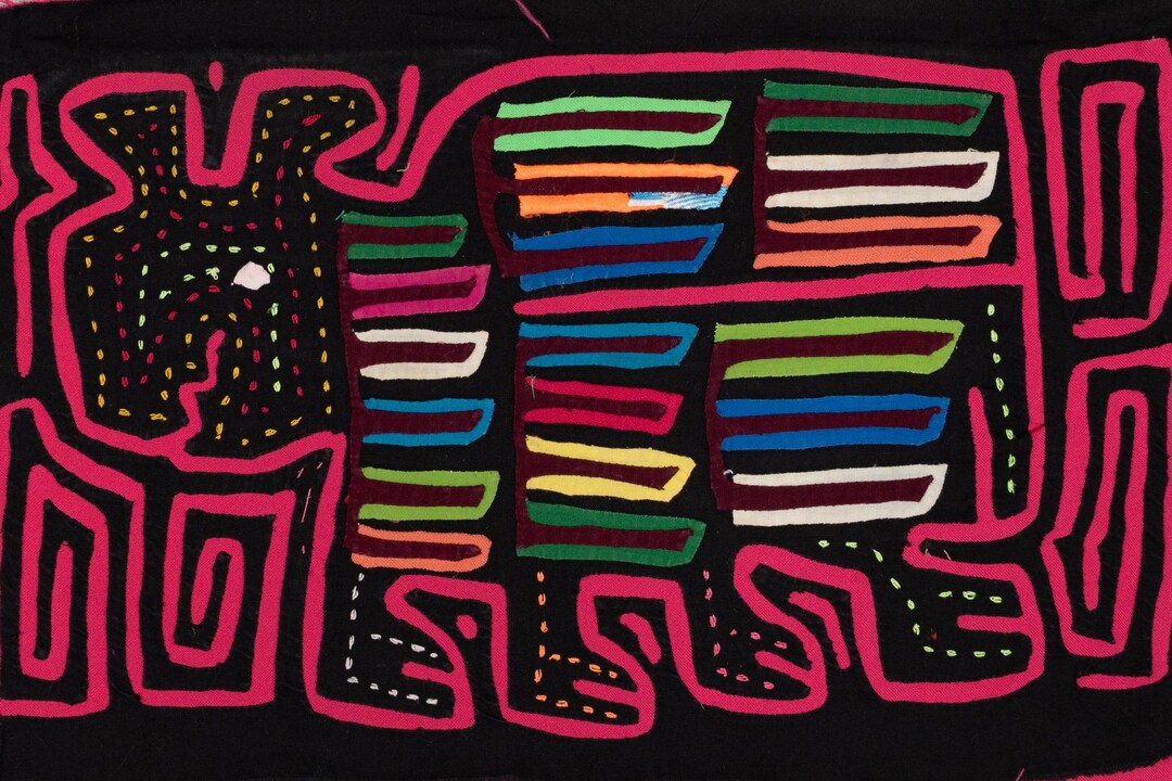 Pink Puppy Dog Mola, Panama Mola Art, Cute Dog Wall Hanging, Animal ...