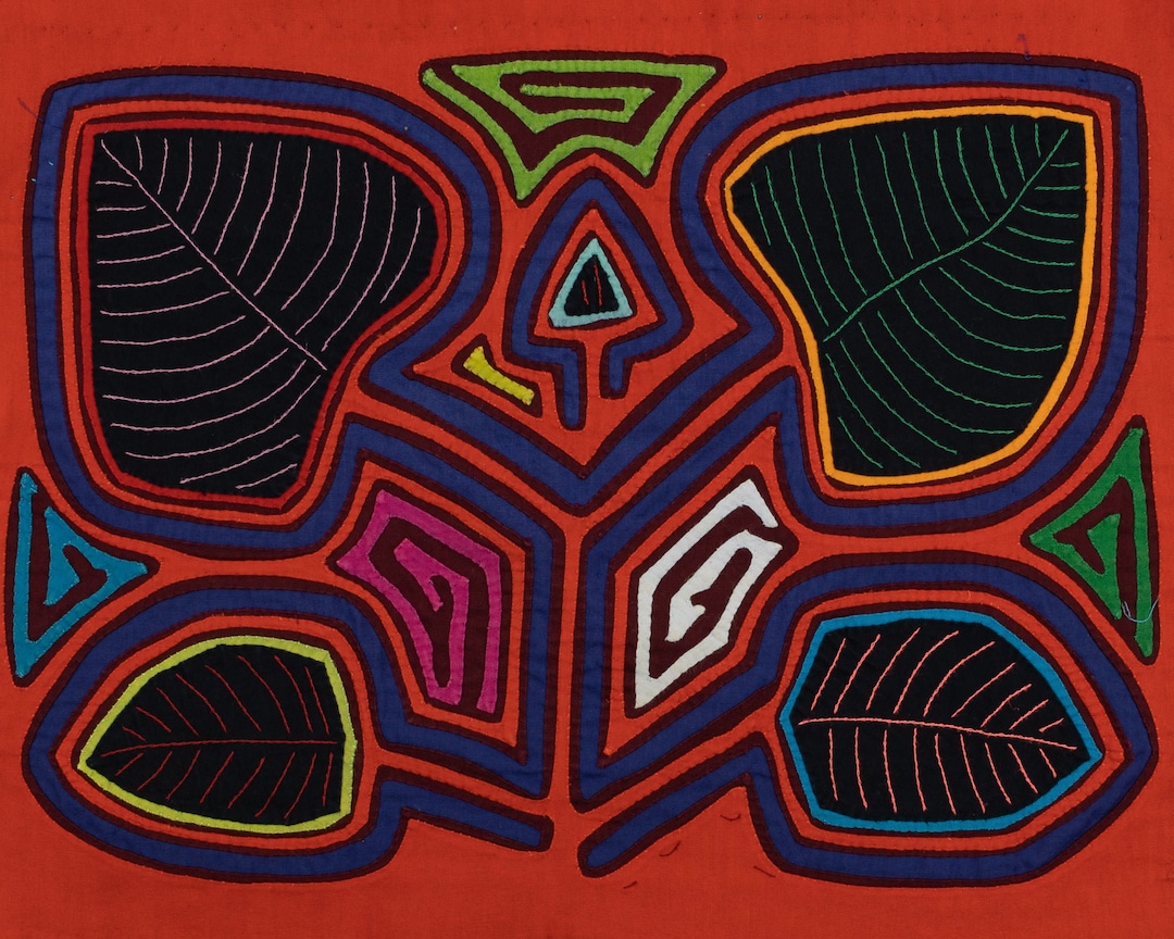 A Leafy Affair Mola Kuna Textile, Handmade Applique, Geometric Design ...