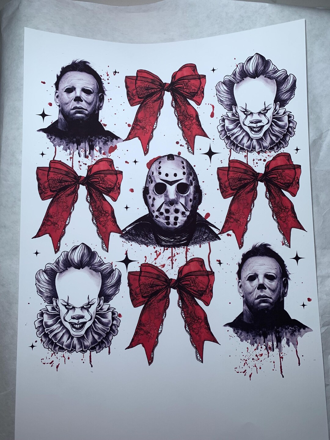 Coquette Horror Icons Print, Ribbon Bows, Halloween Design - Etsy