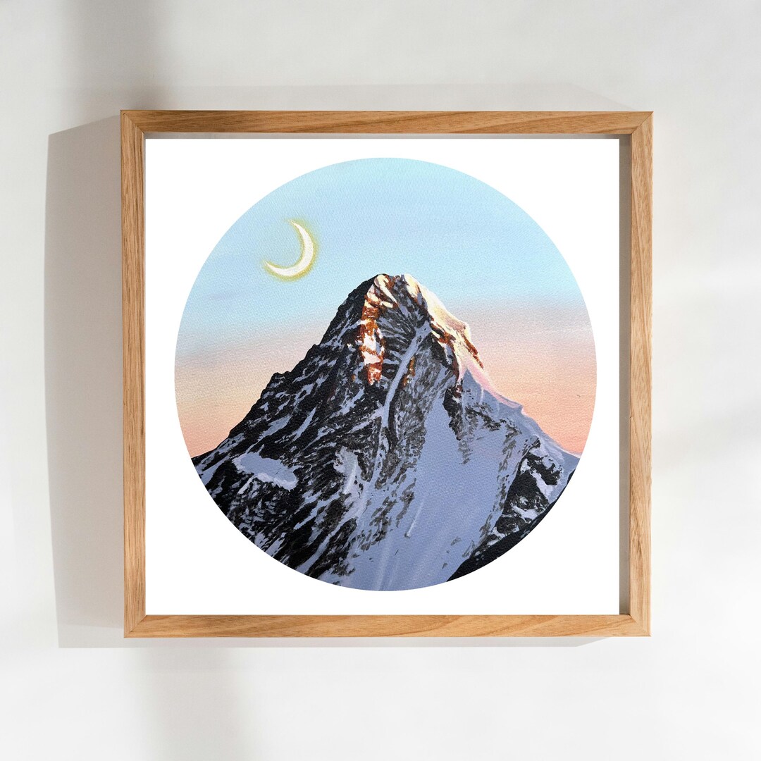 Signed 'dreamdweller' Mountain Art Print: Square Acrylic Painting Wall ...