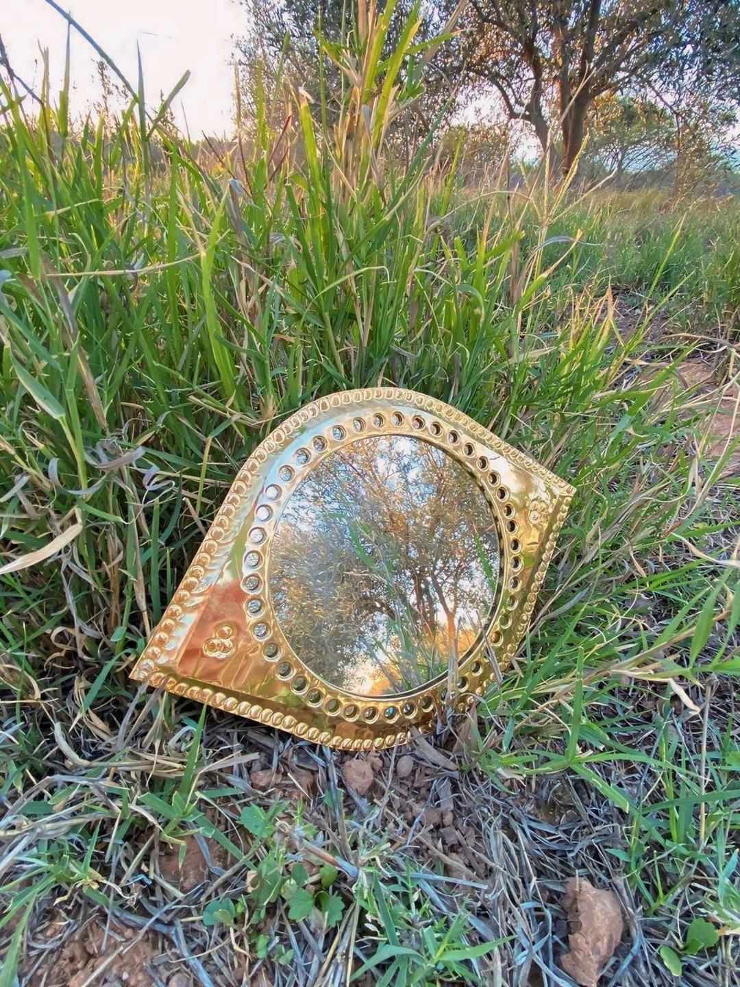 Set of 4 Small Handmade Brass Mirrors: Decorative Wall Decor - Etsy