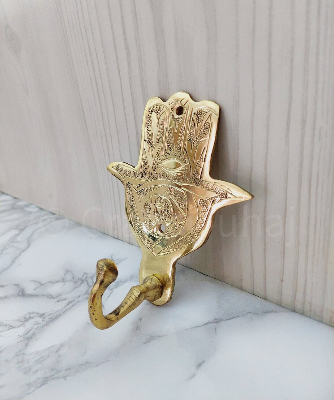 Moroccan Handmade Brass Towel Holder, Handcrafted Hamsa Solid Brass Hook - Etsy