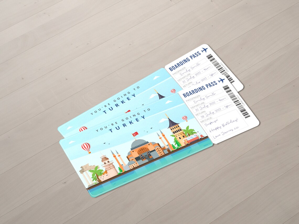 TURKEY Holiday Surprise Gift Ticket Printable Boarding Pass - Etsy UK