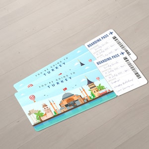 TURKEY Holiday Surprise Gift Ticket Printable Boarding Pass Souvenir ...