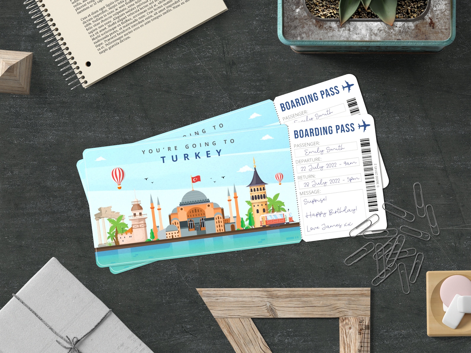 TURKEY Holiday Surprise Gift Ticket Printable Boarding Pass - Etsy UK