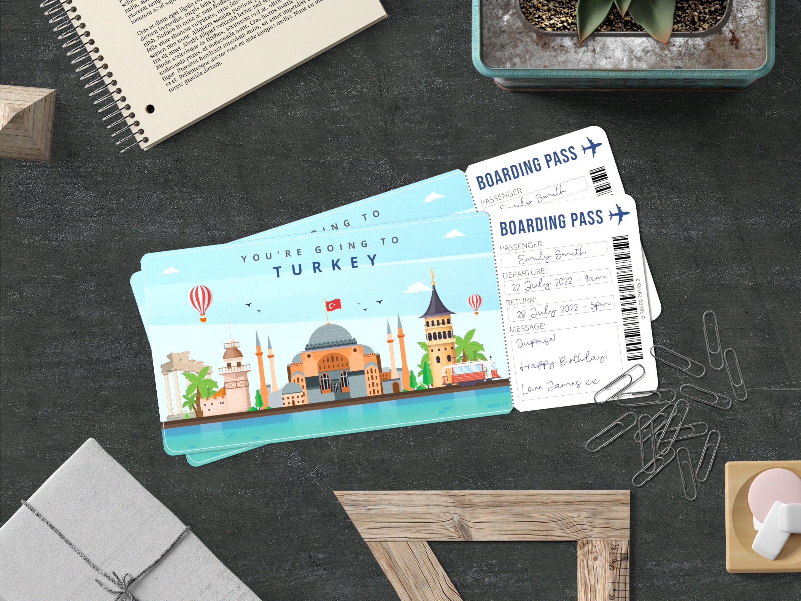 TURKEY Holiday Surprise Gift Ticket Printable Boarding Pass - Etsy UK