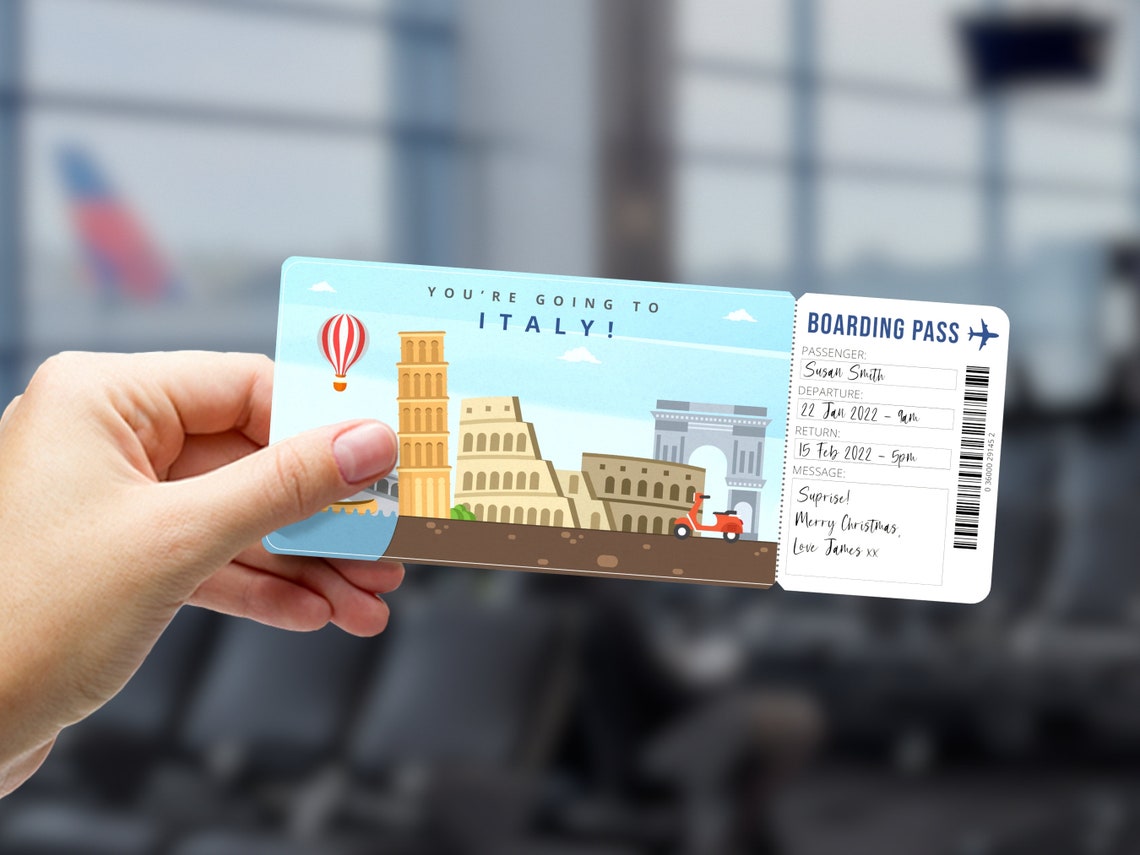 ITALY Trip Surprise Gift Ticket You're Going to Italy - Etsy