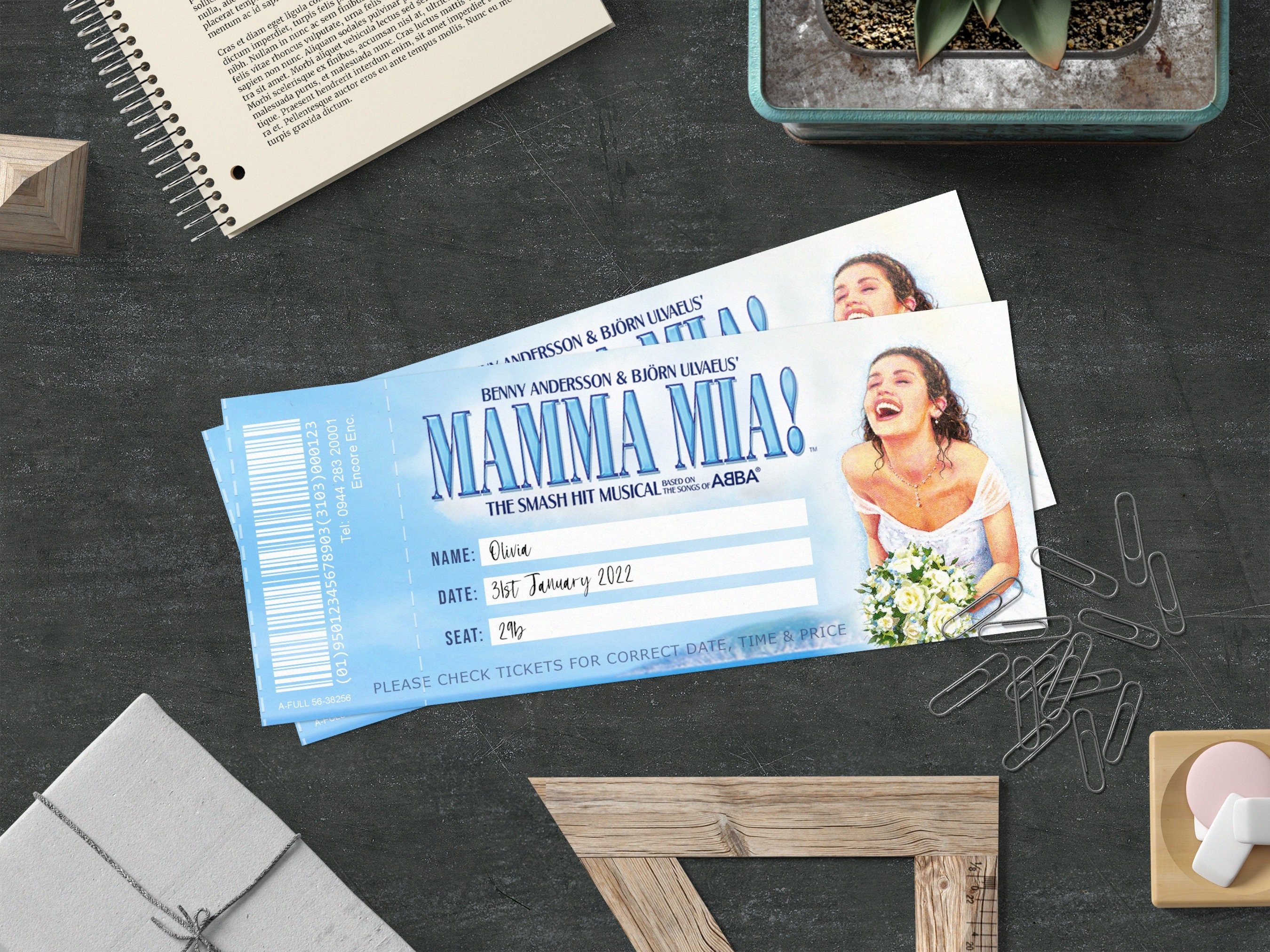 Mamma Mia The Musical Printable Broadway T Ticket Etsy Uk