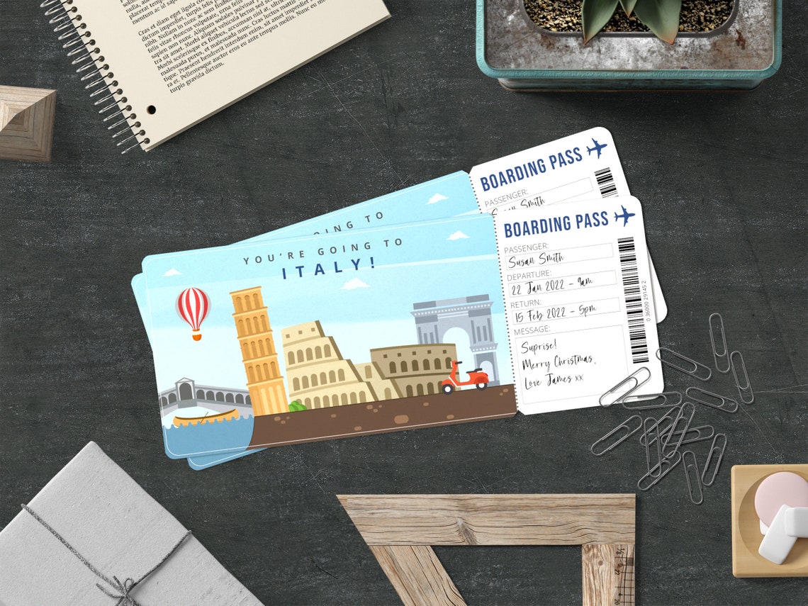 ITALY Trip Surprise Gift Ticket You're Going to Italy | Etsy