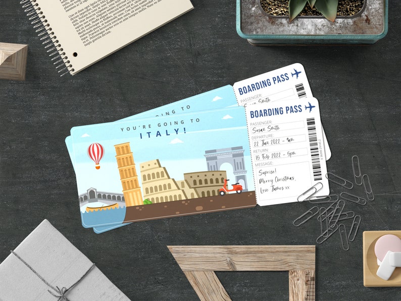 ITALY Trip Surprise Gift Ticket You're Going to Italy | Etsy