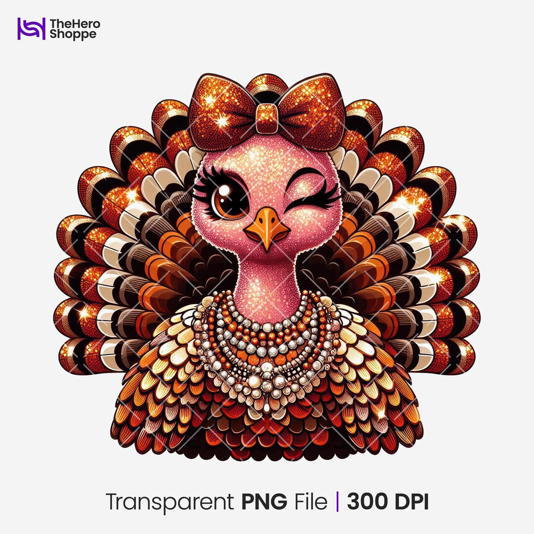 Sequin Turkey PNG Coquette Thanksgiving Png Turkey PNG Coquette Bow Png ...