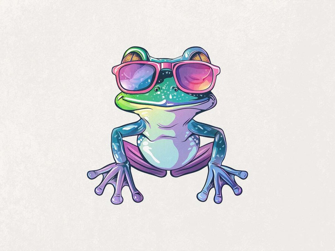 Colorful Frog Png, Frog With Sunglasses, Fun Frog Design, Retro Frog ...