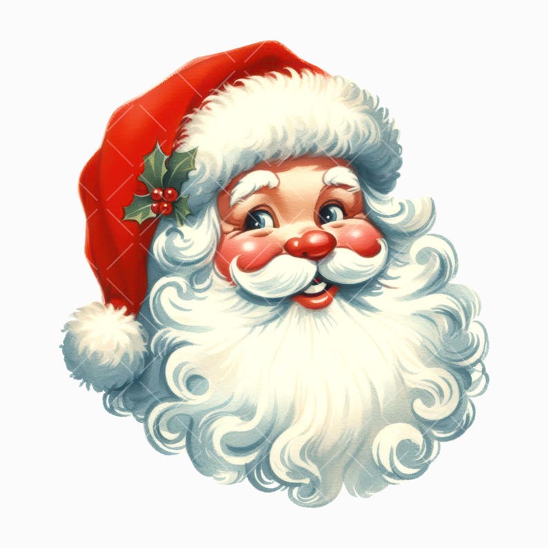 Santa Claus PNG Clipart 1950s Vintage Red Hat Santa Claus Xmas PNG ...