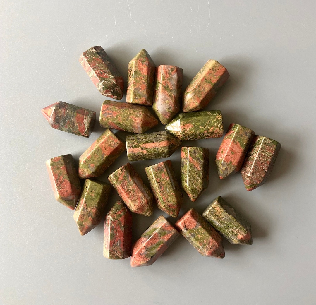 Natural Unakite Point, Healing Crystal Obelisk, Pocket Worry Stone OP03 ...