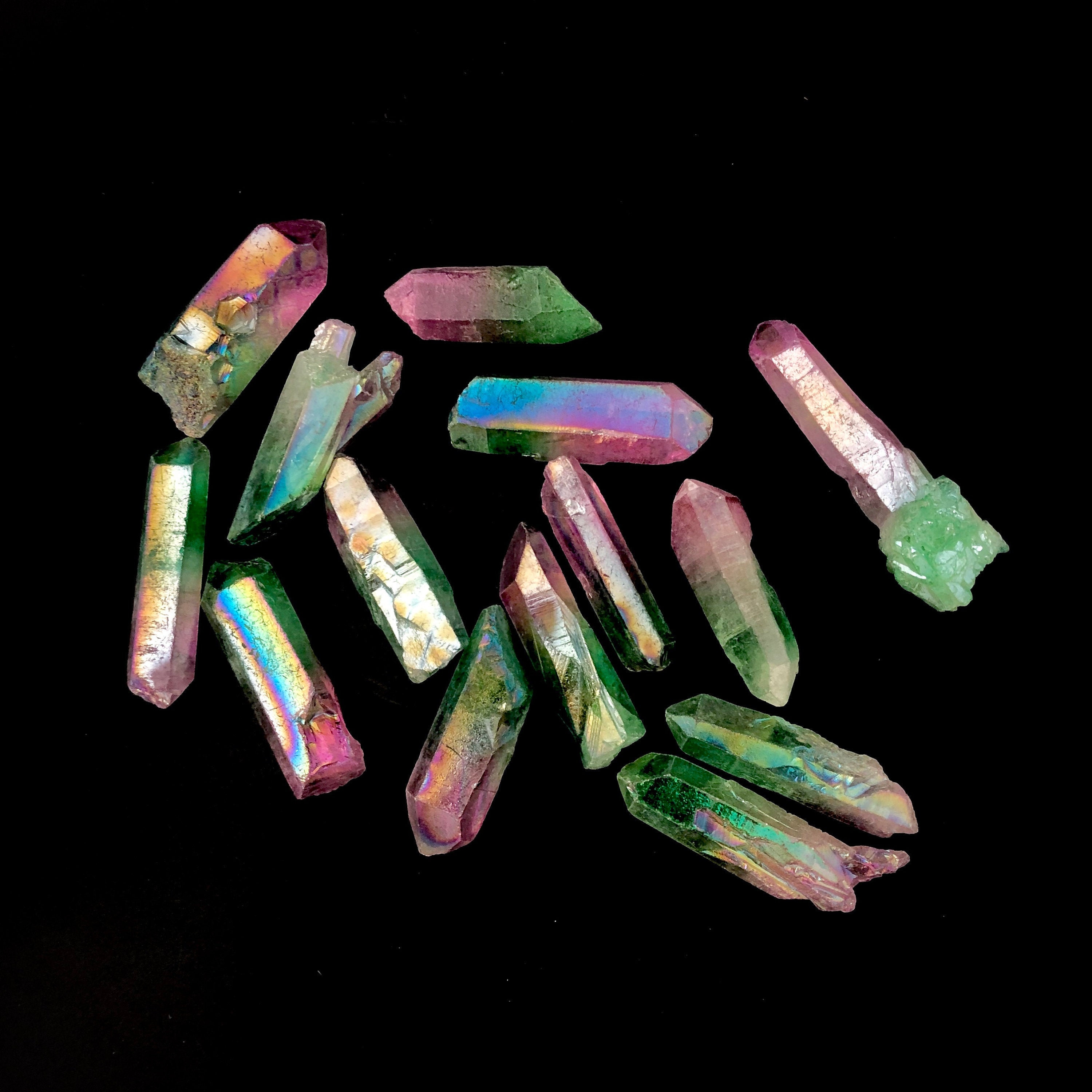 Titanium Rainbow Watermelon Aura Quartz Crystal Point | Etsy