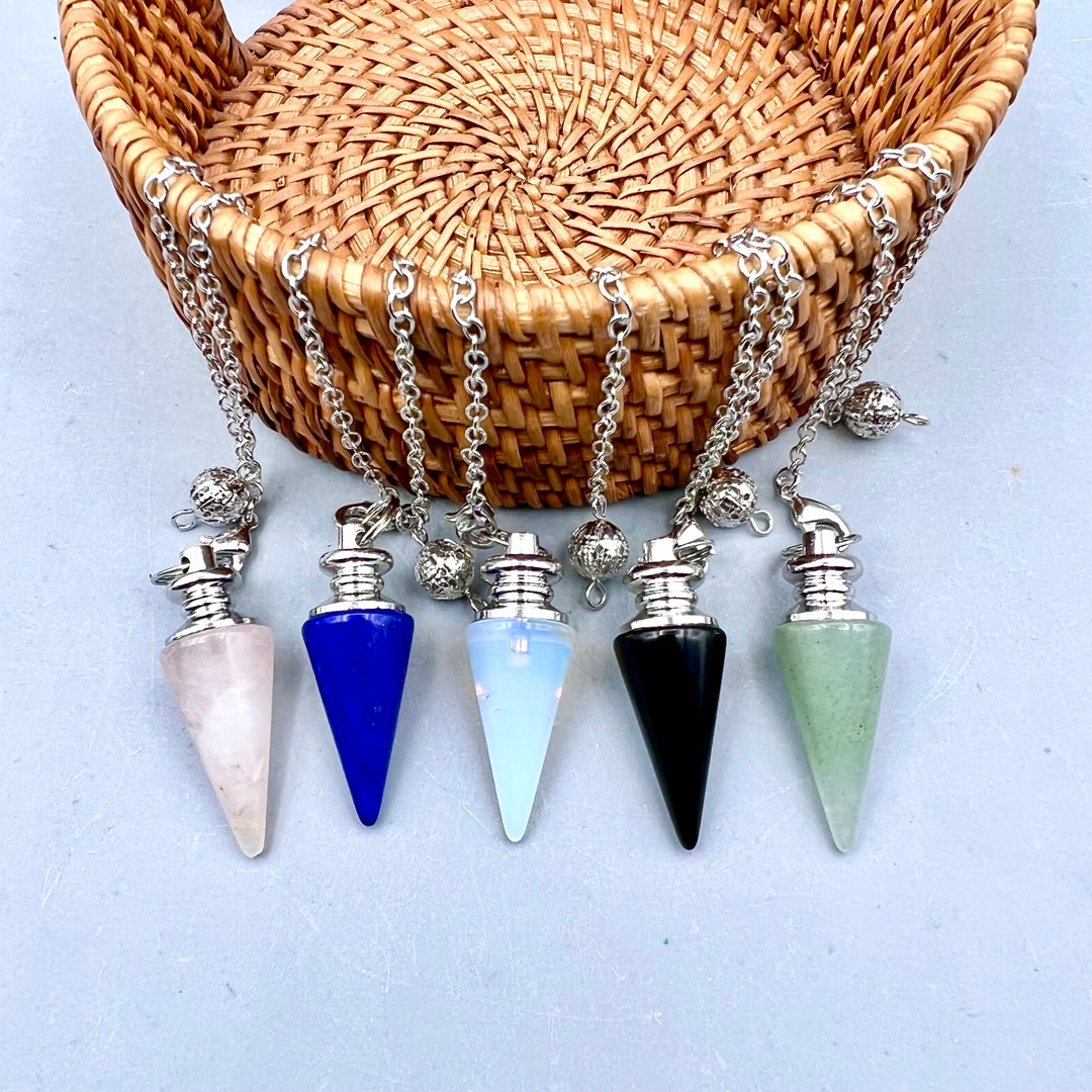 Gemstone Pendulum, Crystal Pendulum, Healing Dowsing Crystal Pendulum, Heart Chakra, Size 1.4 ...